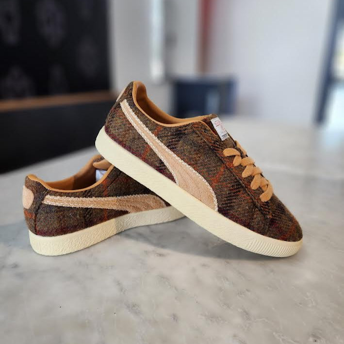 PUMA CLYDE HARRIS TWEED CHAMOMILE CARAMEL LATTE – PRIVATE SNEAKERS